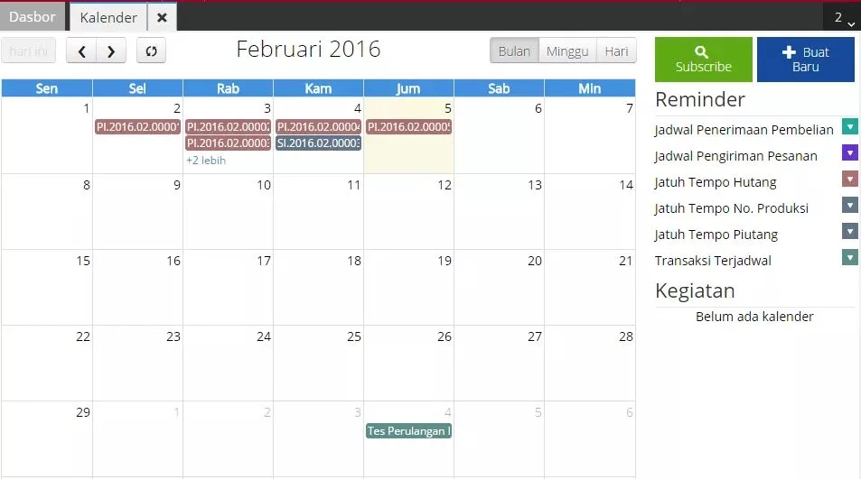 Fitur Kalender Pada Accurate Online
