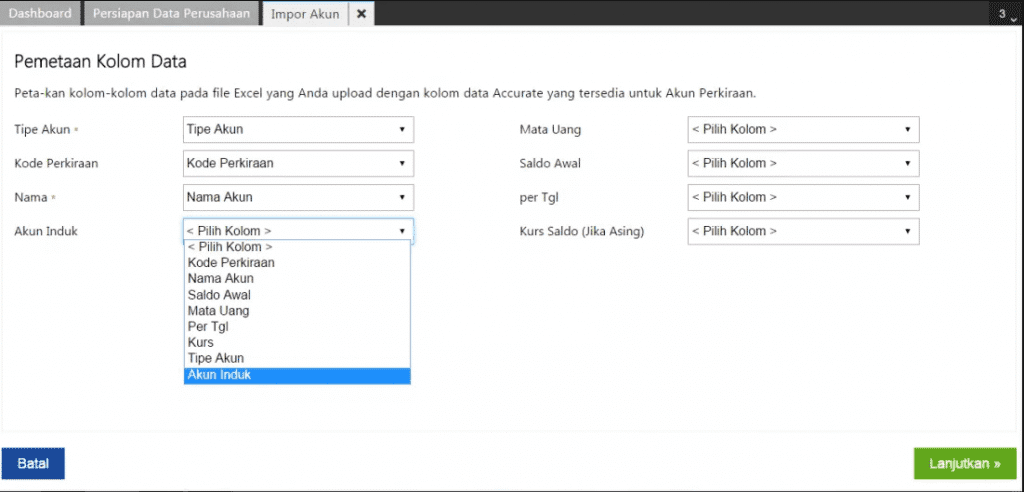 Impor Data Akun Accurate Online Terbaru