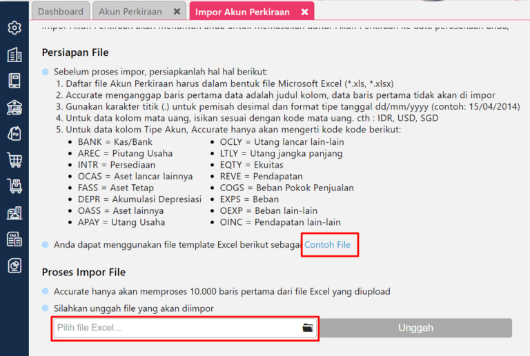 Impor Data Akun Accurate Online Terbaru