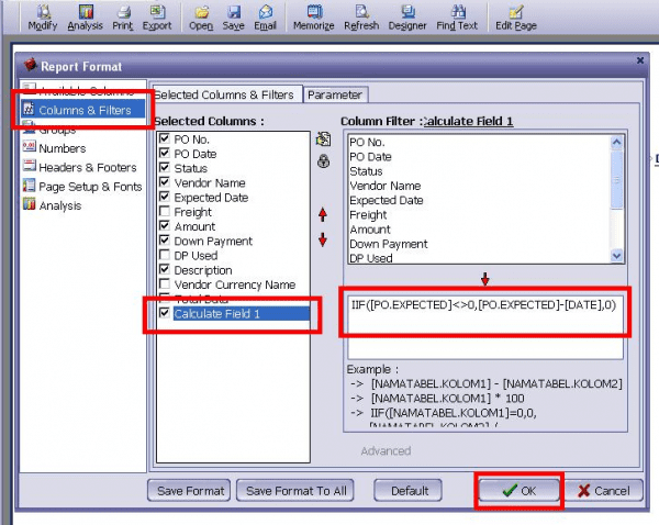 Menampilkan Umur PO (Aging PO) Pada Report PO List