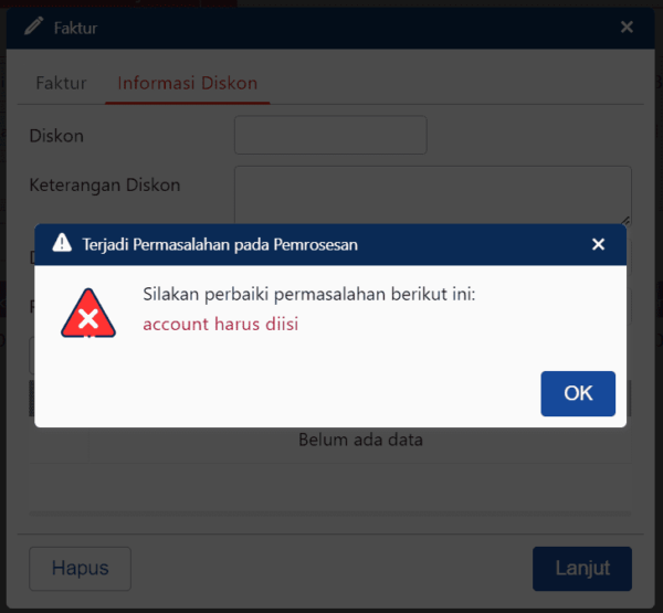 Menampilkan Akun Diskon Penerimaan Penjualan