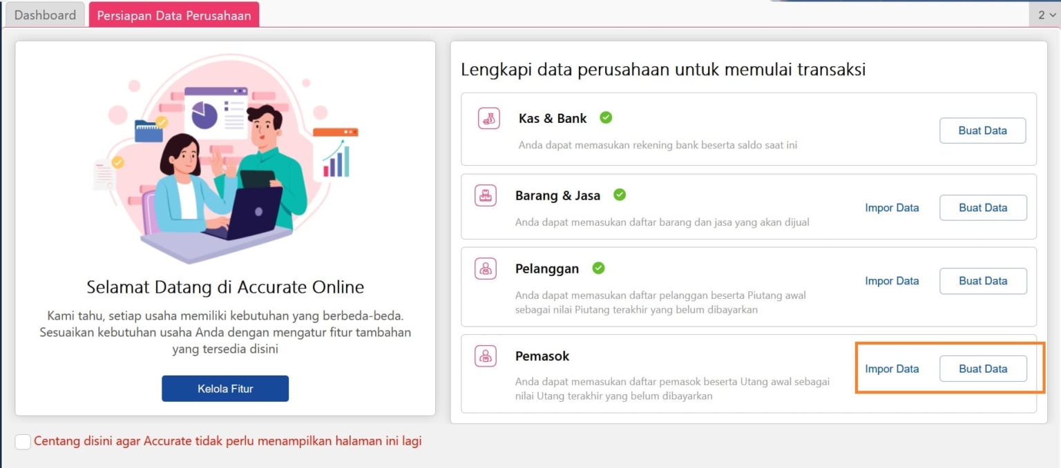 Melengkapi Data Perusahaan Pemasok